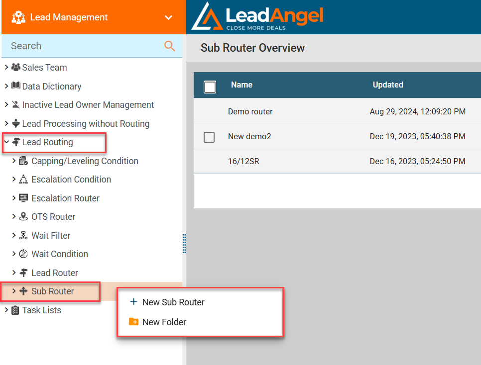 Create Sub Router | LeadAngel